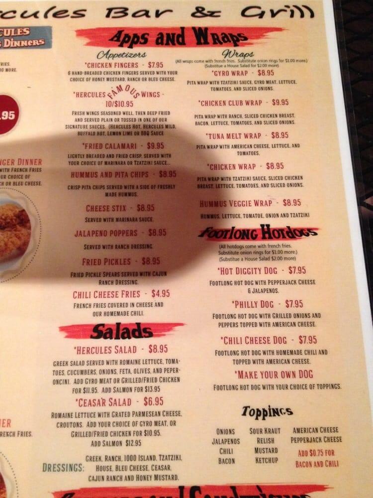 Menu at Hercules Bar & Grill, Savannah, Dean Forest Rd
