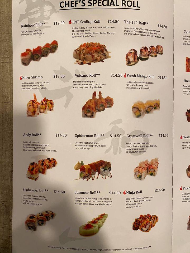 Menu at Sumo Japanese Steakhouse & Sushi Restaurant, Wenatchee