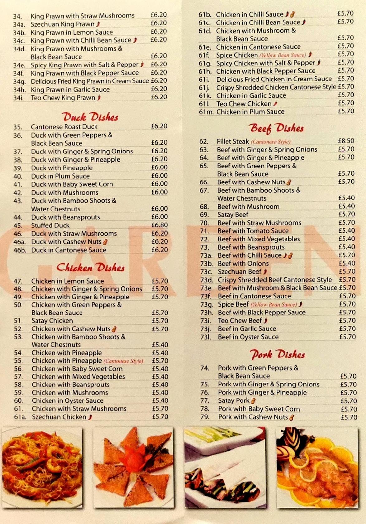 Menu at Tangs Garden fast food, Sutton Coldfield