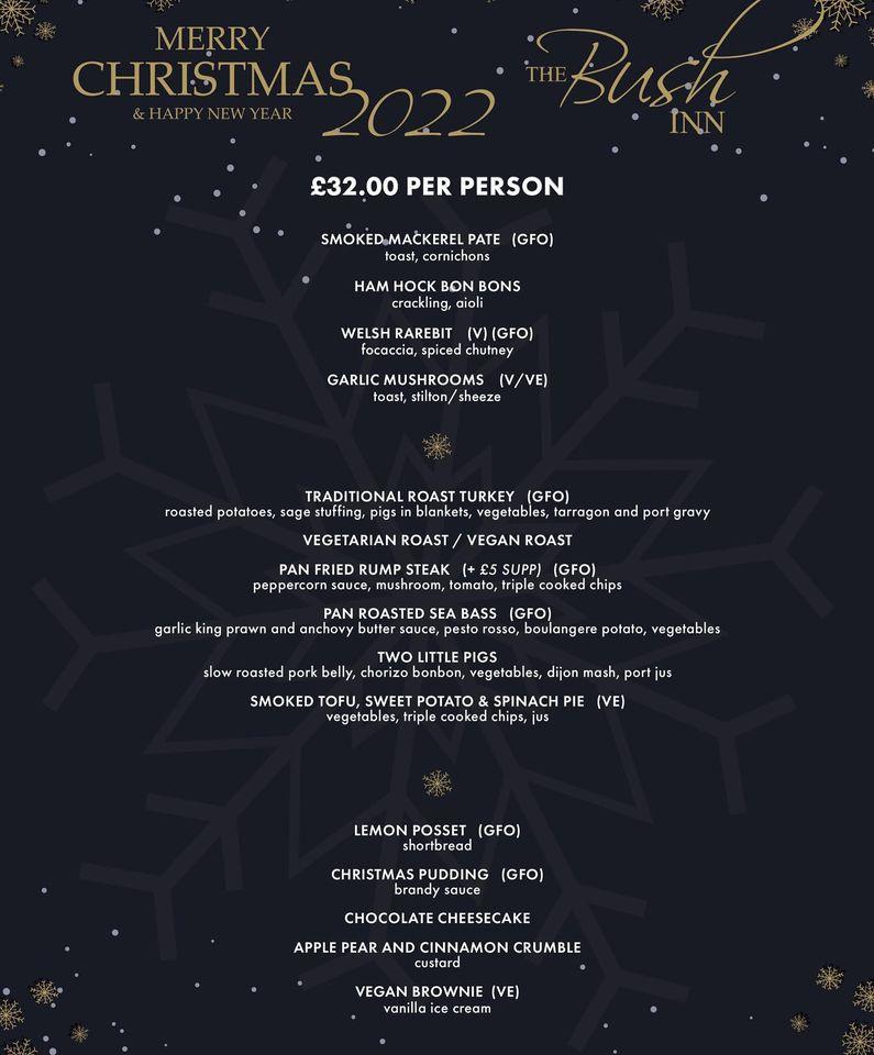Menu at The Bush Inn pub & bar, Cowbridge