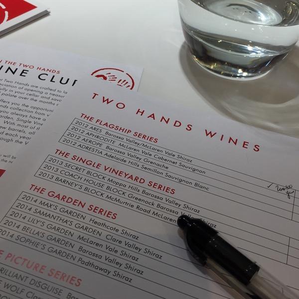 Menu at Two Hands Winery, Marananga