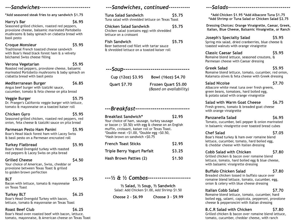 Menu at Zuppa Del Giorno restaurant, Scranton