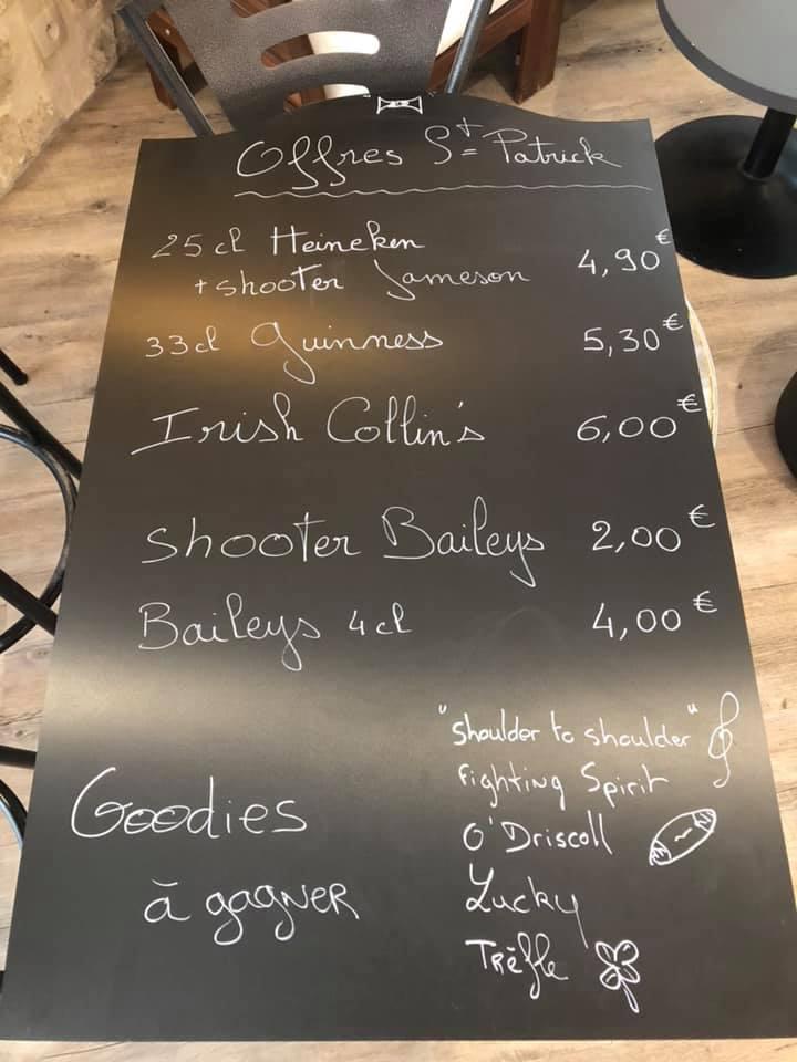 Menu at Collin's pub & bar, Nuits-Saint-Georges
