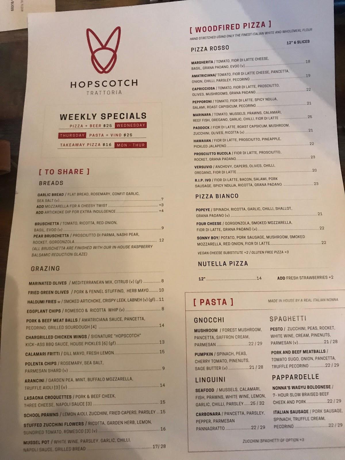 Menu at HOPSCOTCH CAIRNS restaurant, Earlville
