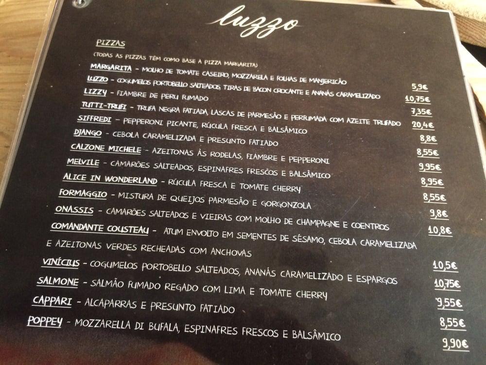 Menu em Pizzaria Luzzo, Lisboa, R. de Santa Marta 37A-C