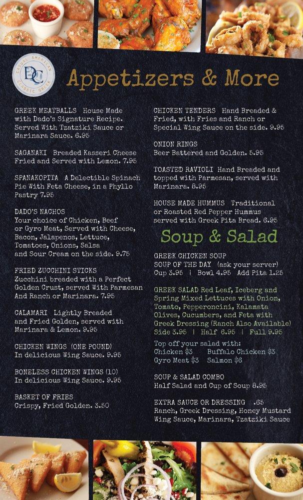 Menu at Dado's Cafe, St. Louis