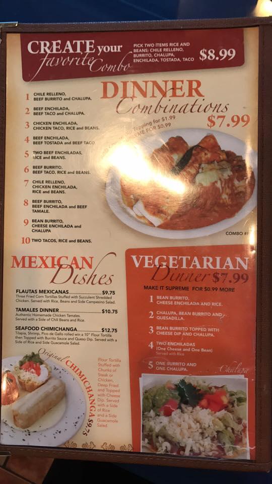 Menu at El Reposo restaurant, Fayetteville, GA-54
