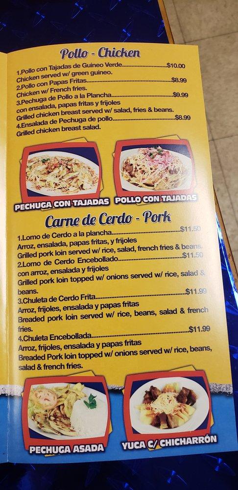 Menu at Honduras Restaurant, Elizabeth