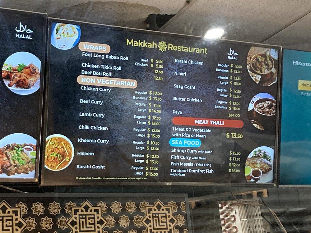 Menu at Makkah Restaurant, Toronto, 1020 Danforth Ave