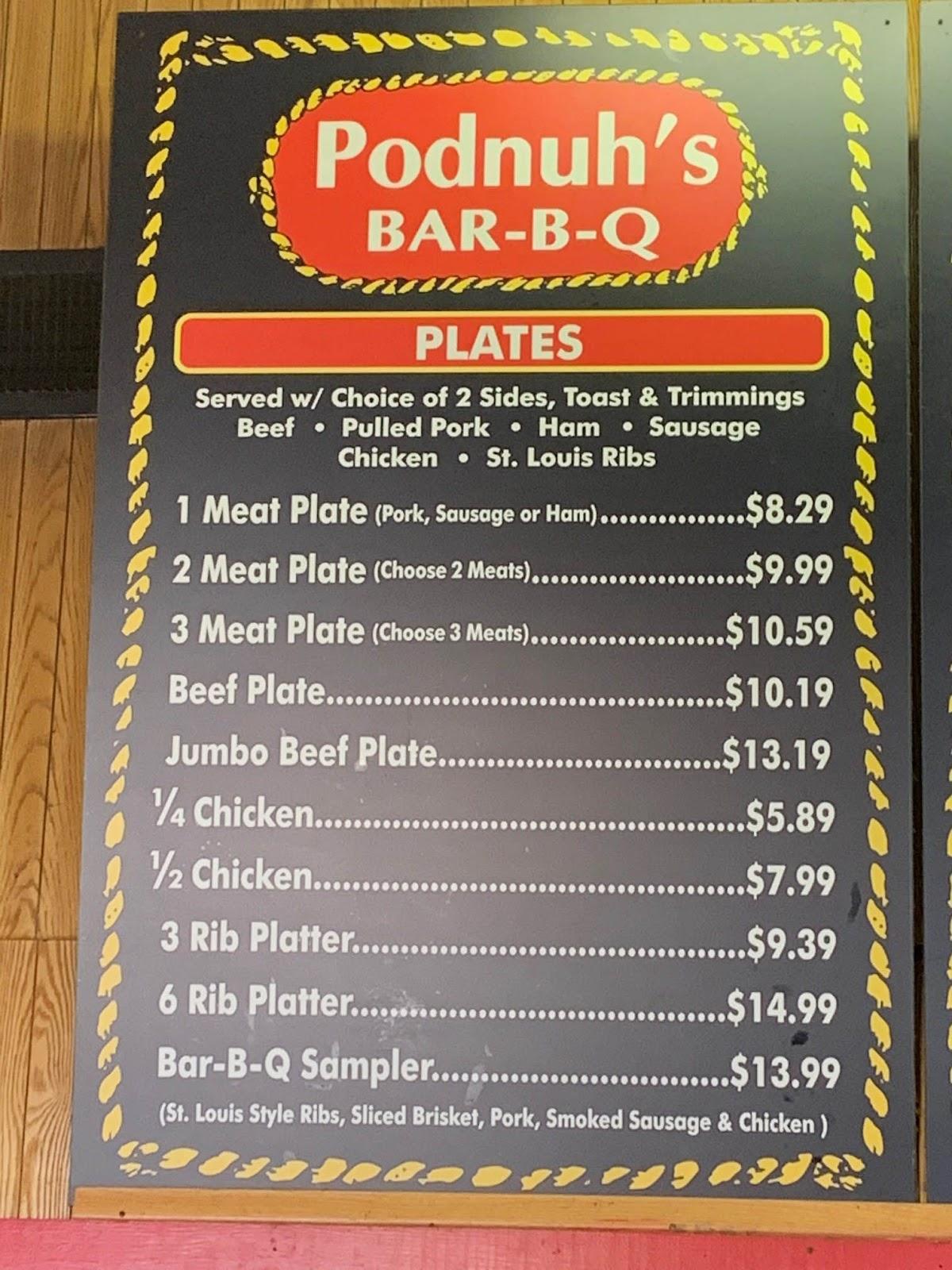 Menu at Podnuh's BBQ, Baton Rouge, S Sherwood Forest Blvd