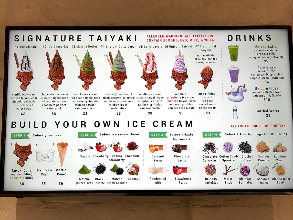 Menu at Taiyaki NYC Japanese Ice Cream desserts, New York City, 119 ...