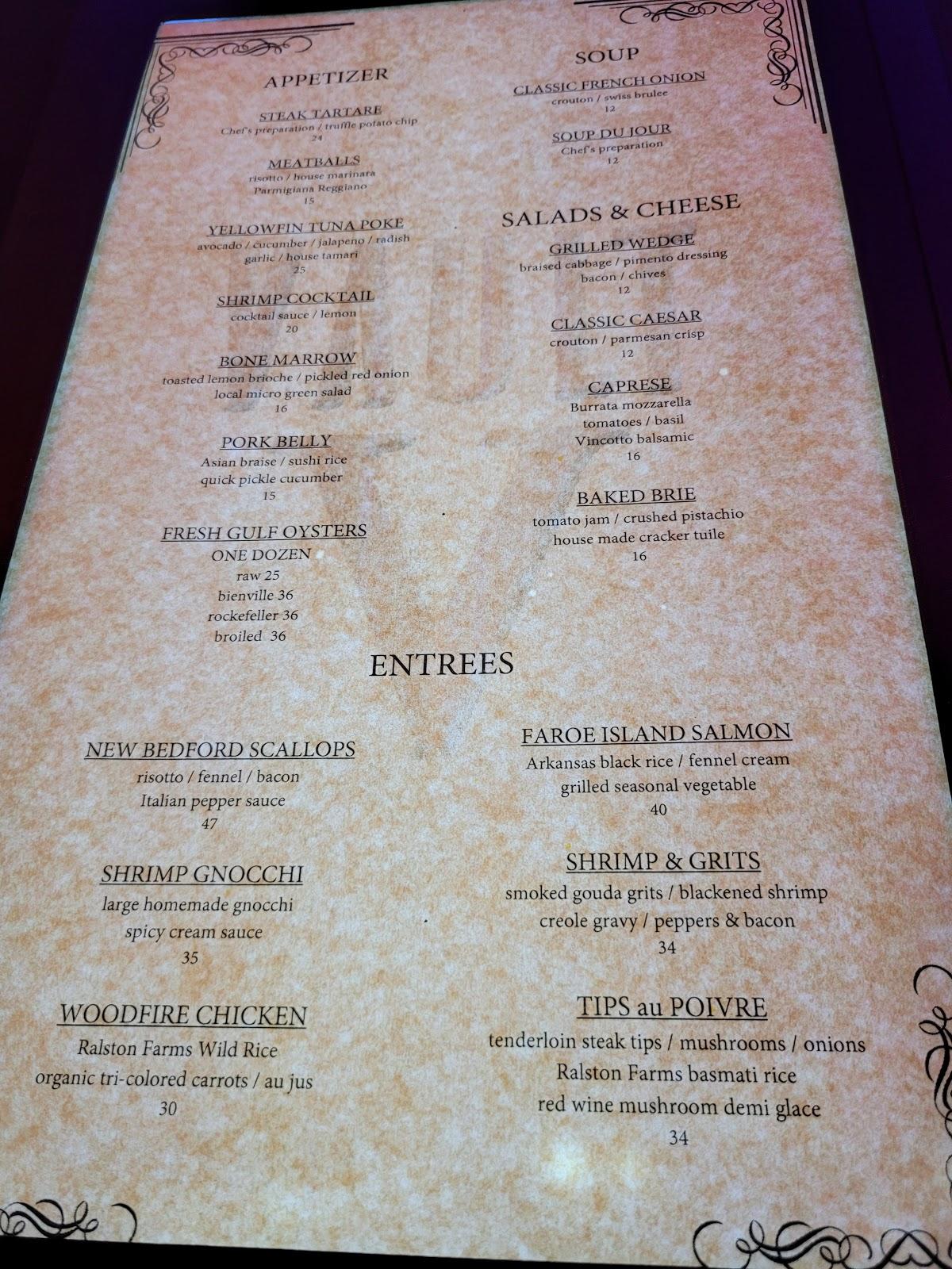 Menu at VAULT restaurant, Hot Springs, 723 Central Ave #100