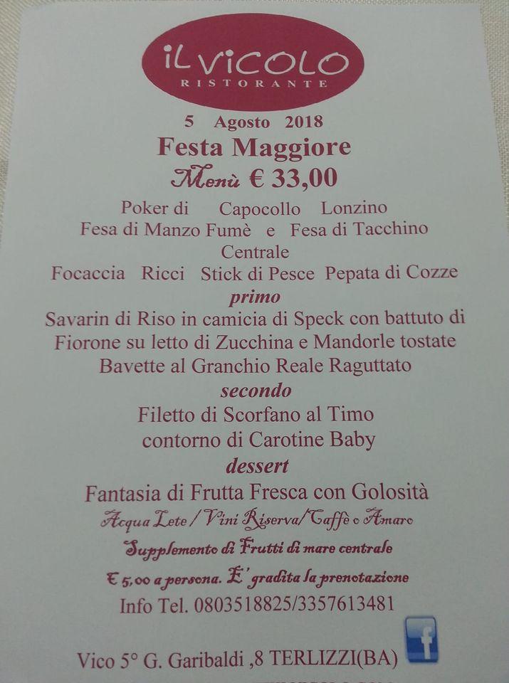 Menu at Il Vicolo pizzeria e ristorante, Terlizzi