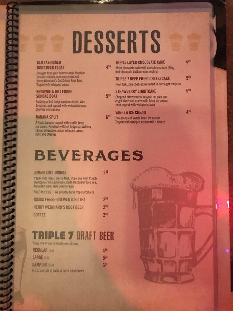 Menu at Triple 7 Restaurant and Microbrewery, Las Vegas
