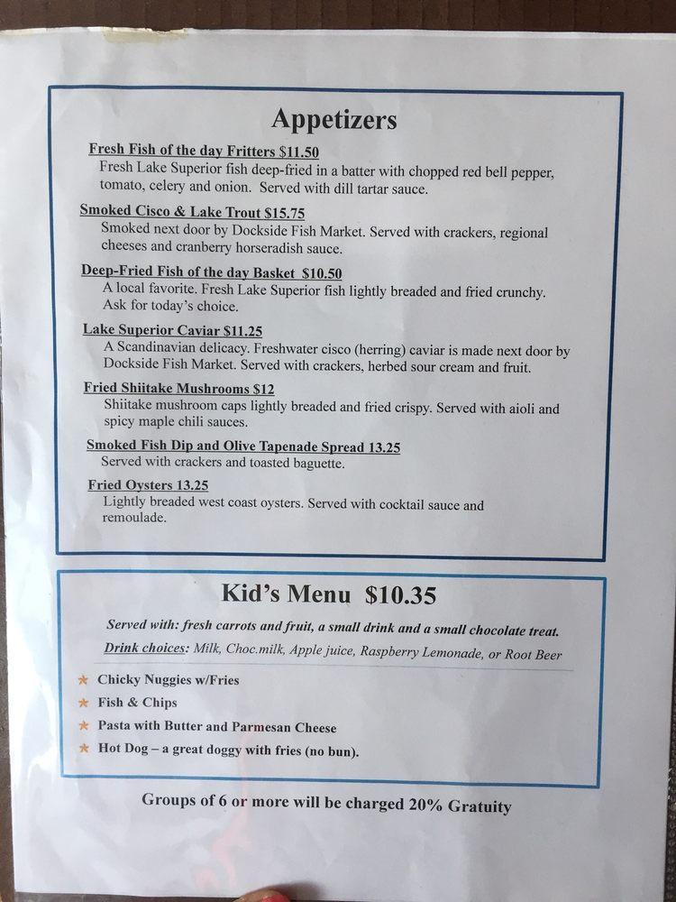 Menu at Angry Trout Cafe, Grand Marais
