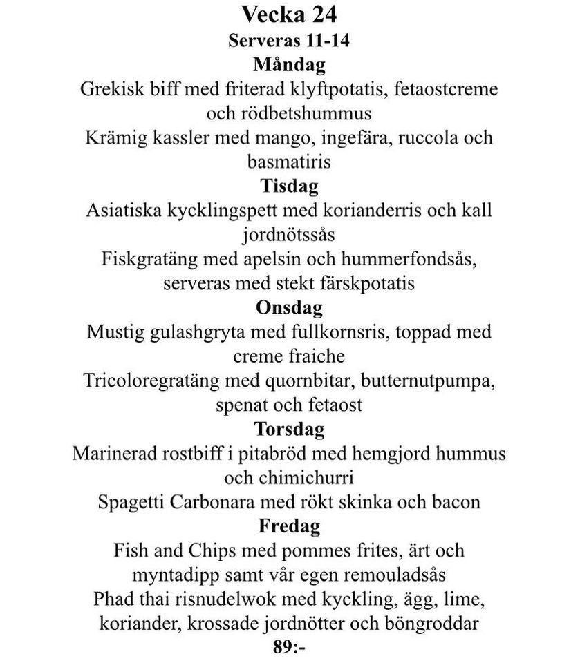 Menu at Restaurang Kitchen cafe, Skellefteå