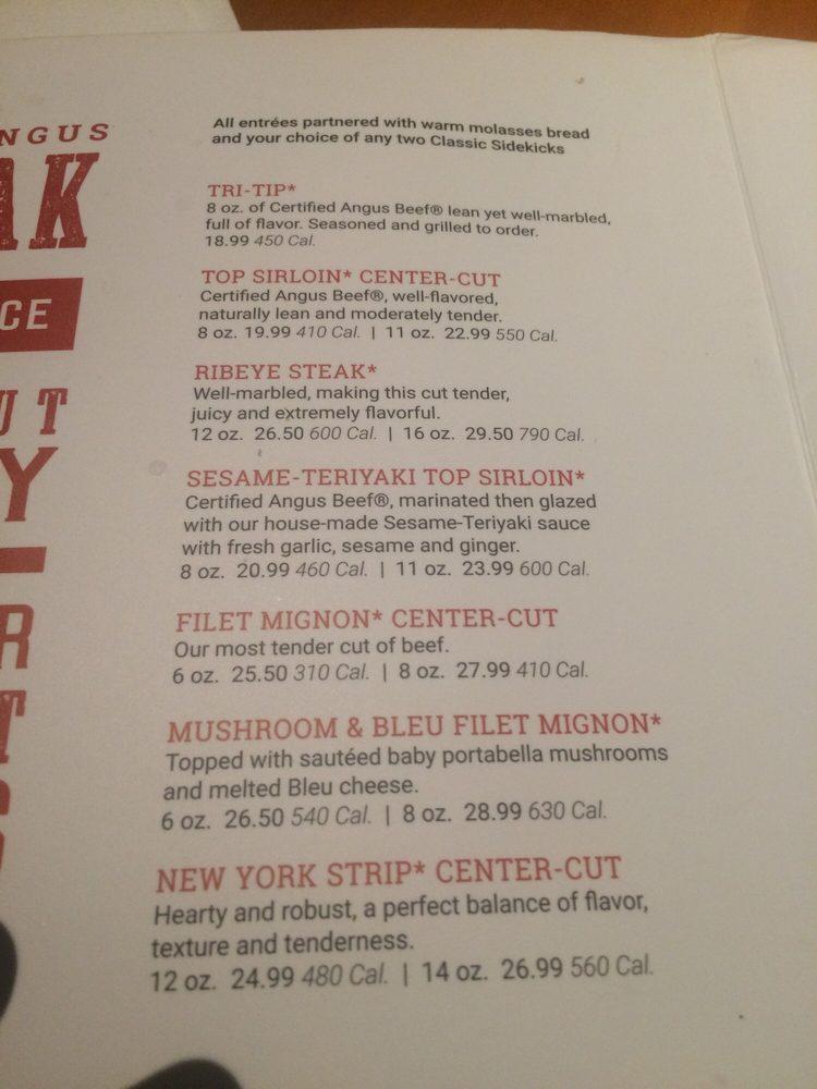 Menu at Black Angus Steakhouse, El Cajon, Graves Ave