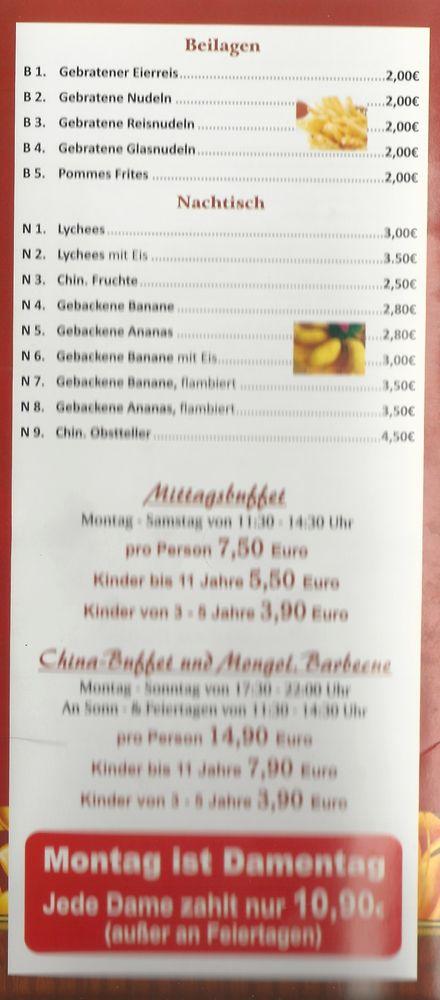 Speisekarte von China-Restaurant Dynastie, Merzig