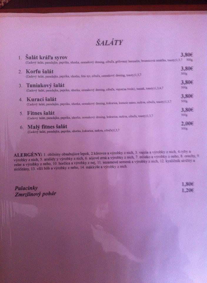 Menu at MaL Pizza Handlová restaurant, Handlová