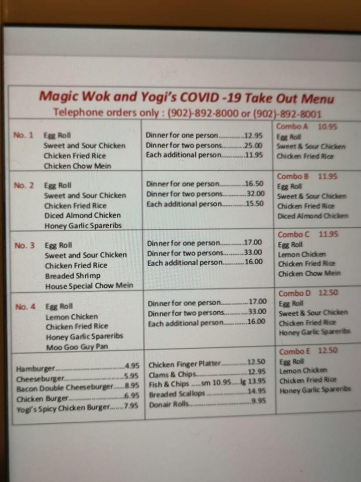 Menu at Magic Wok restaurant, Charlottetown, 161 Maypoint Rd