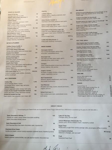 Menu at Monty's Restaurant, Jakarta