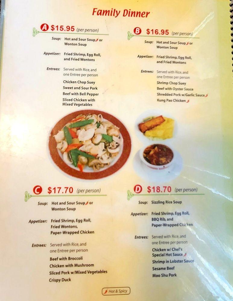 Menu at New Flavors restaurant, Los Angeles