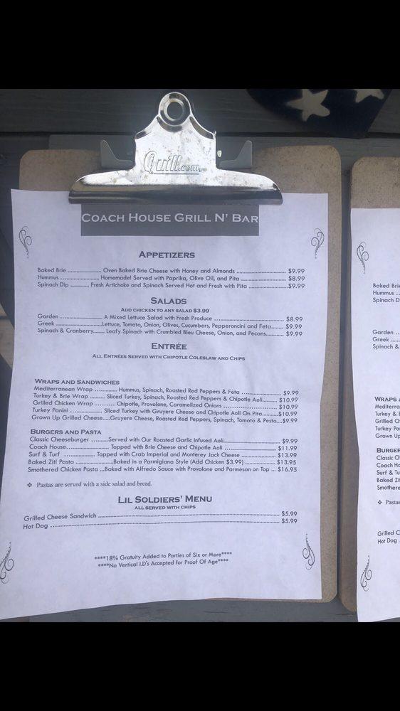 Menu at Coach House Bar & Grill, Harpers Ferry