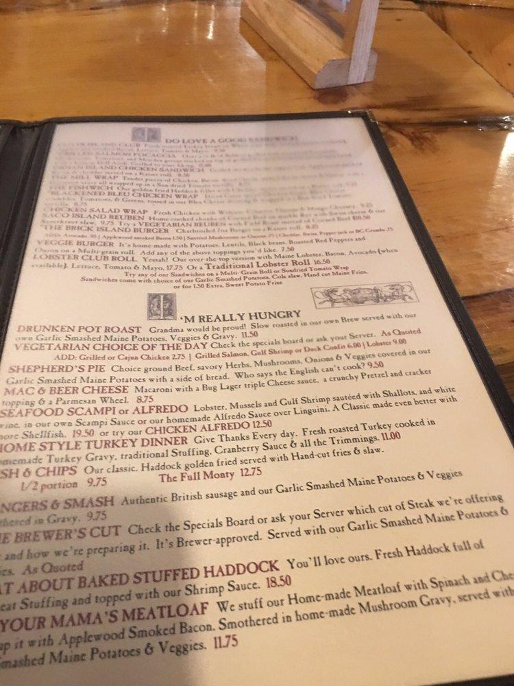 Carta del pub y bar Run of the Mill, Saco