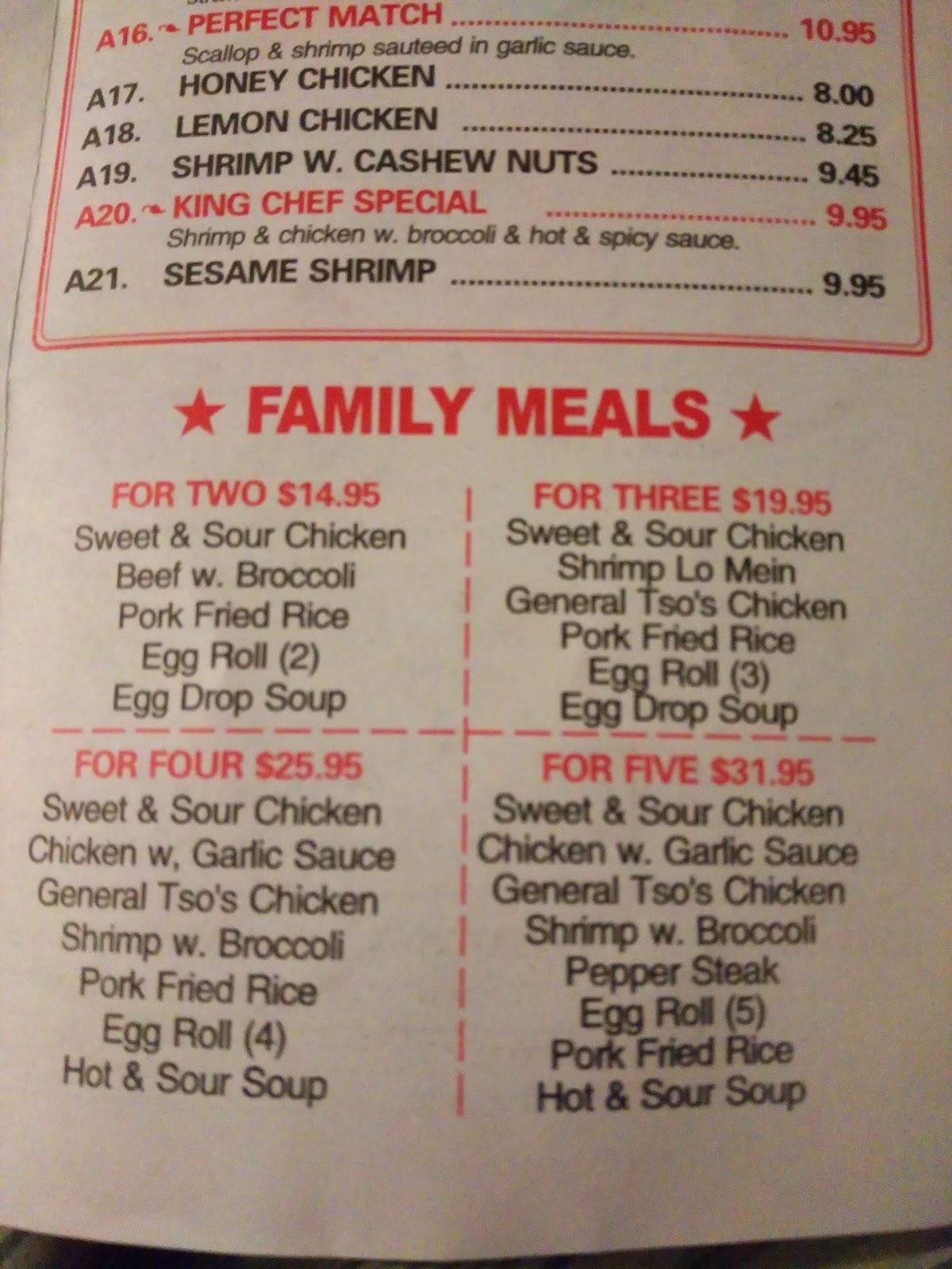 Menu at King Chef restaurant, Mobile