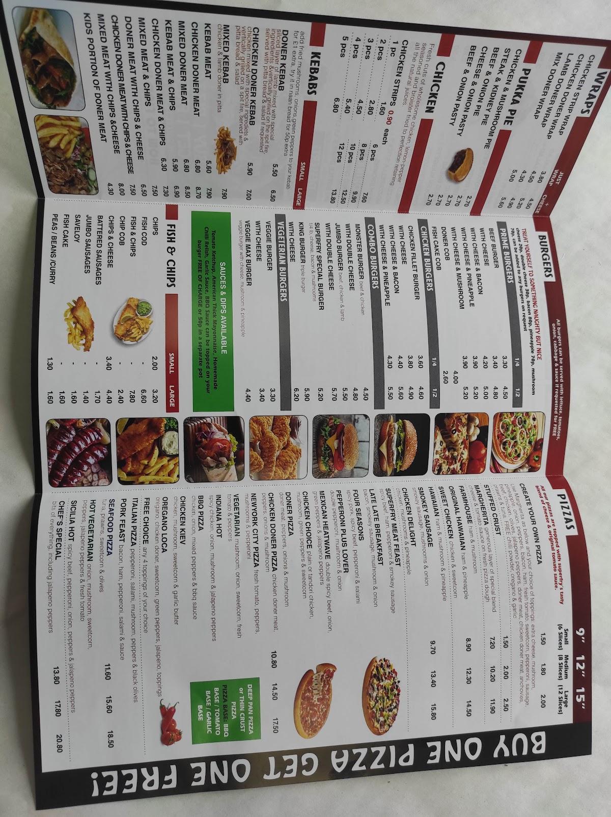 Menu at Superfry Leicester restaurant, Leicester