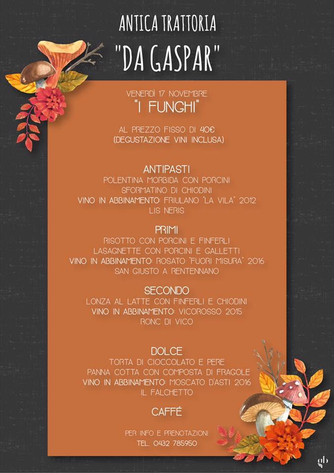 Menu da Antica Trattoria "da Gaspar" ristorante, Udine