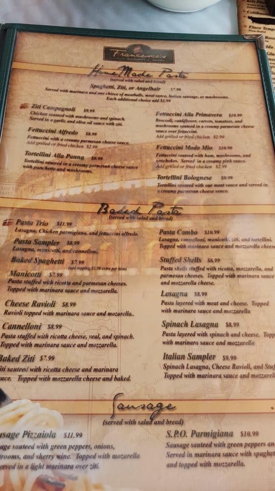 Menu at Francesco's Italian Restaurant, Decatur, Hwy 31 S
