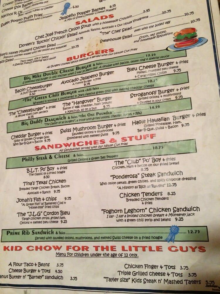 Menu at Michael's Big City Steakhouse, Rawlins