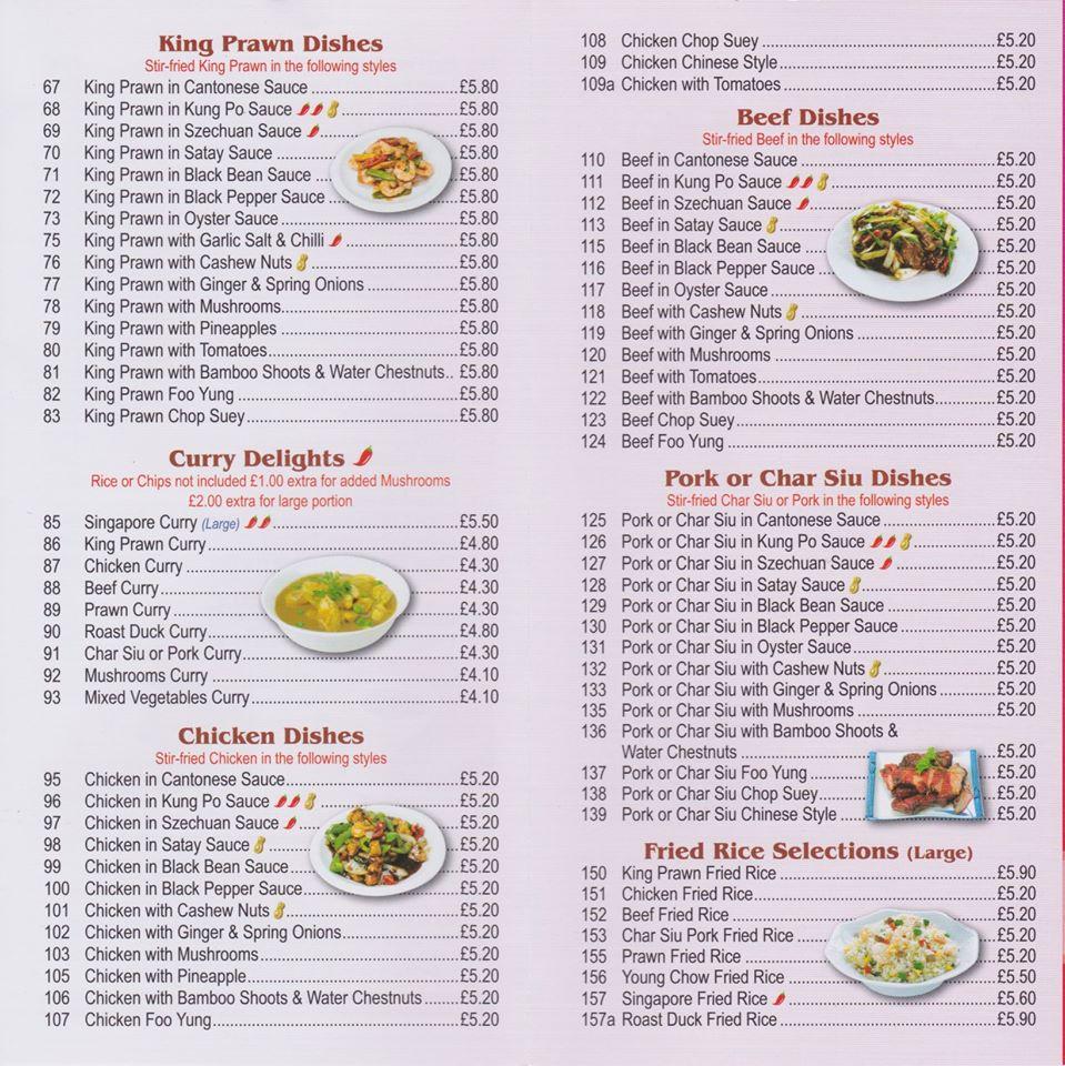Menu at Win Wah House fast food, Bedworth