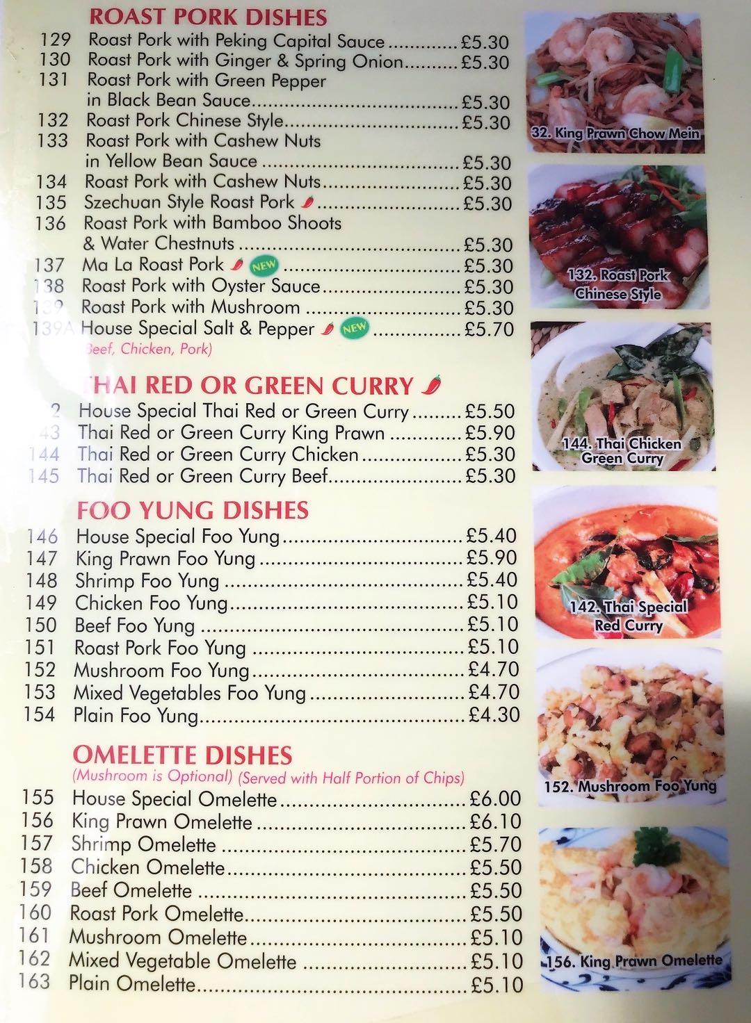 Menu at Wong's Dragon fast food, Poole
