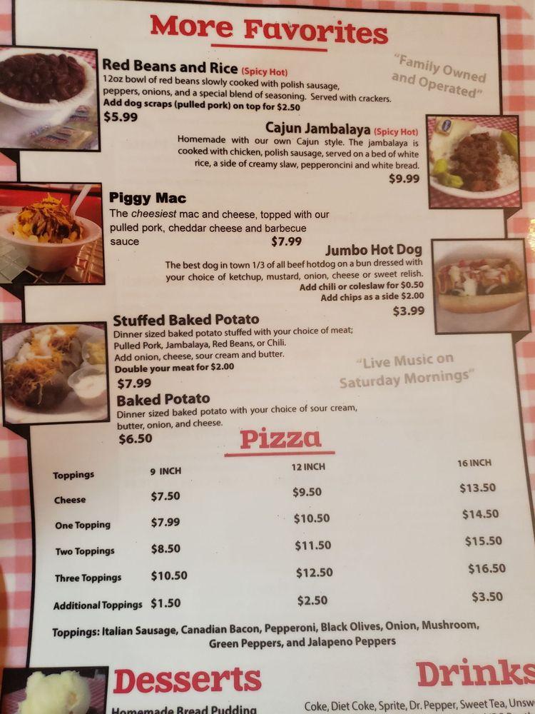 Menu at BBQ Caboose Cafe, Lynchburg, 217 Main St