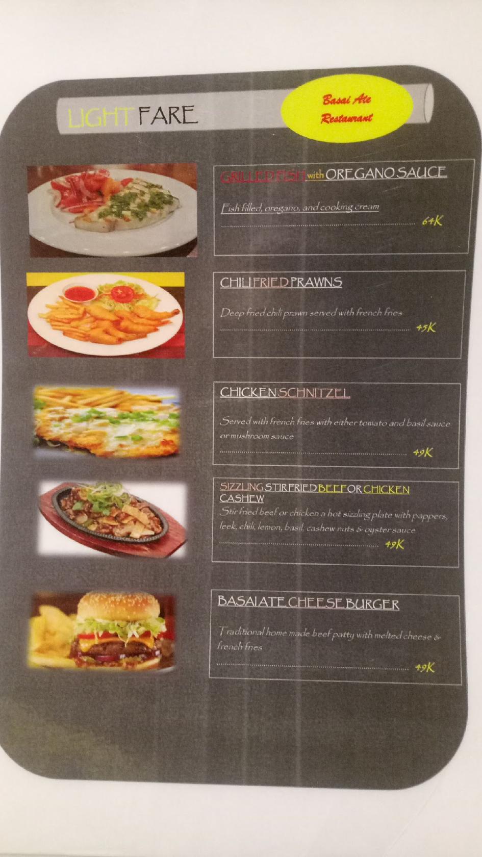 Menu at Basai Ate pub & bar, Sekongkang Bawah