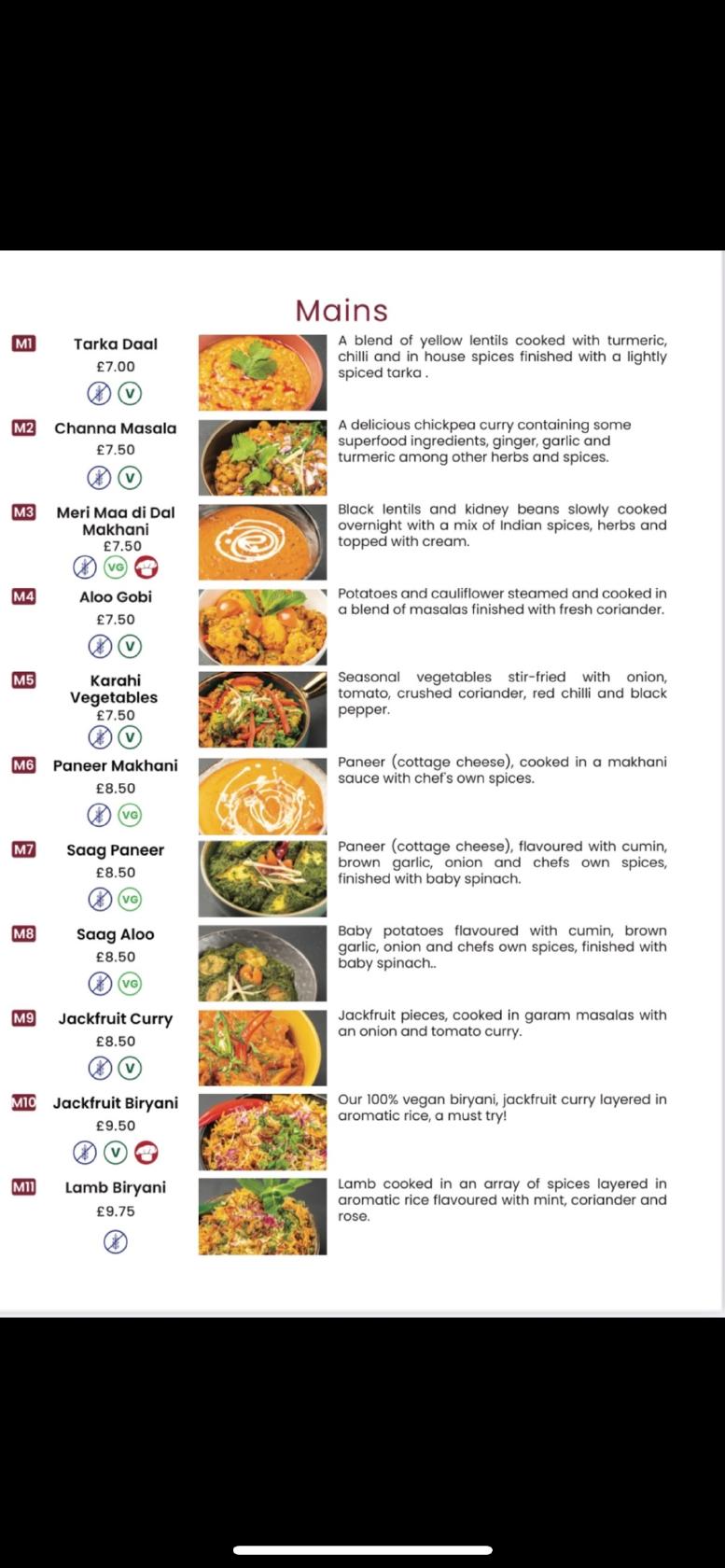 Menu at Great Indian Food restaurant, London
