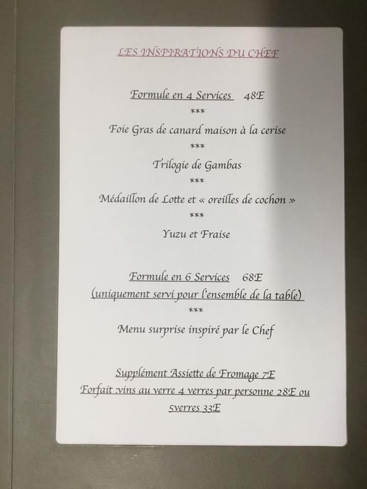 Menu au Le Village Suisse restaurant, Le Touquet-Paris-Plage