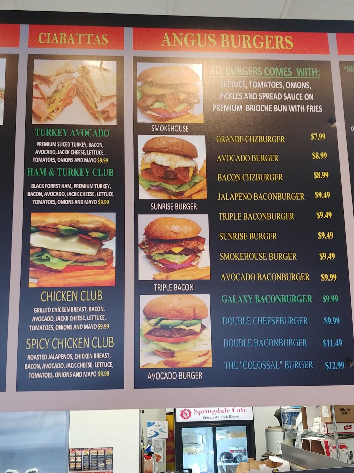 Menu at Springdale Cafe, Huntington Beach