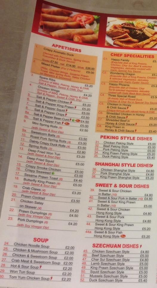 Menu at Fortune Kitchen fast food, Nottingham
