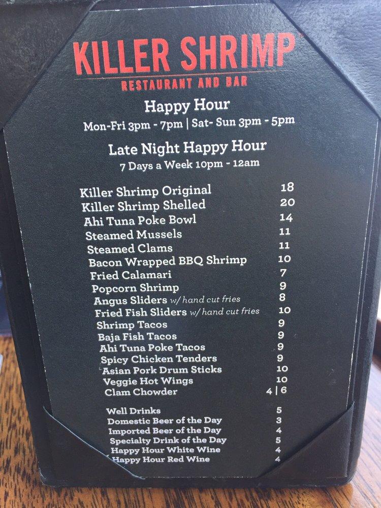 Menu at Killer Shrimp pub & bar, Marina del Rey, Admiralty Way