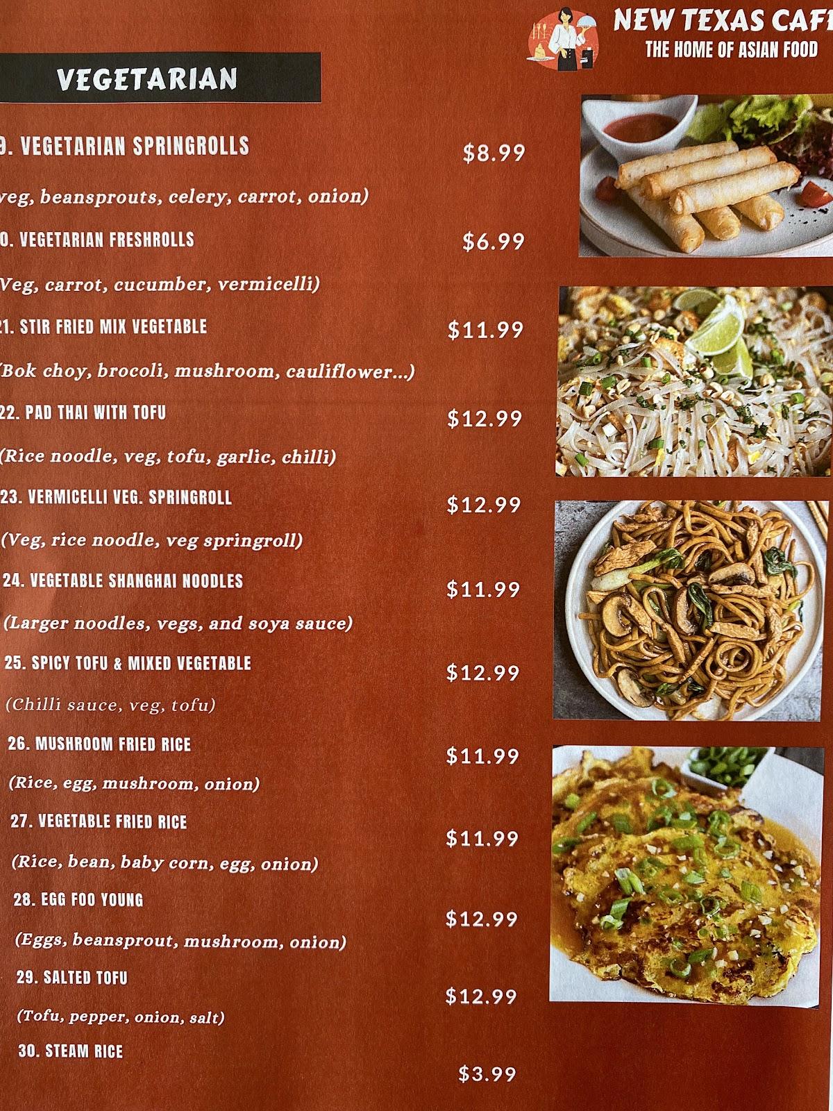 Menu at New Texas Cafe, Assiniboia