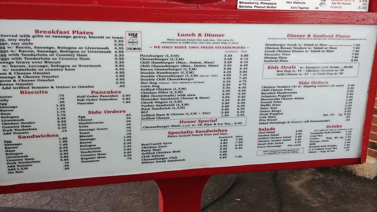 Menu at Bantam Chef restaurant, Marion, Rutherford Rd