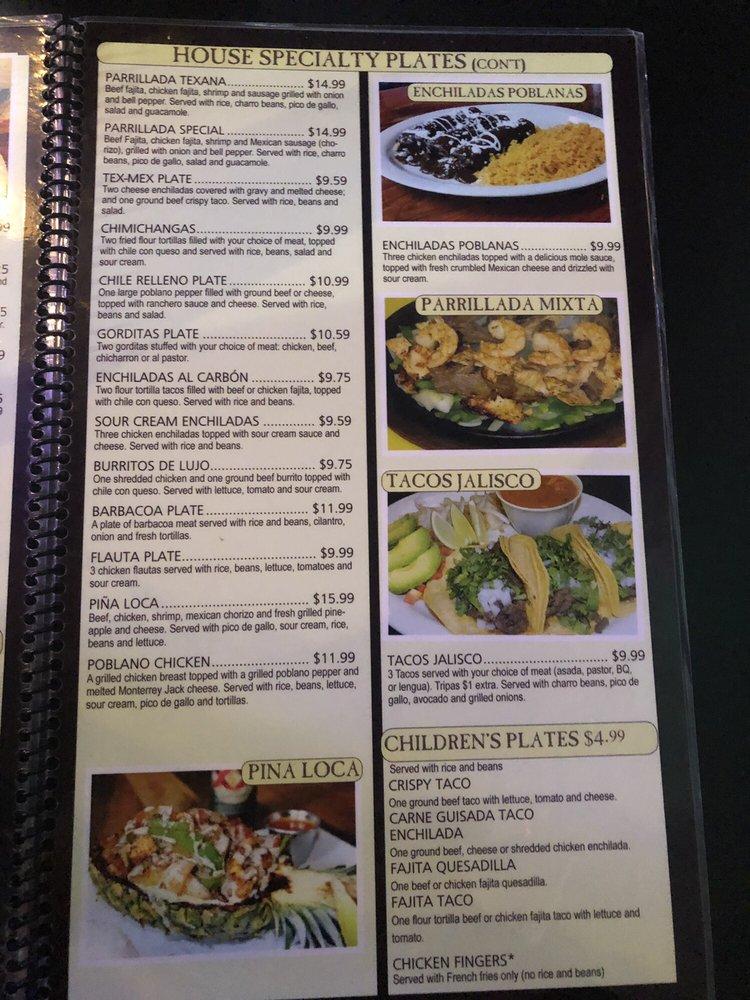 Menu at Casa Azteca Mexican Bar & Gril, Granbury