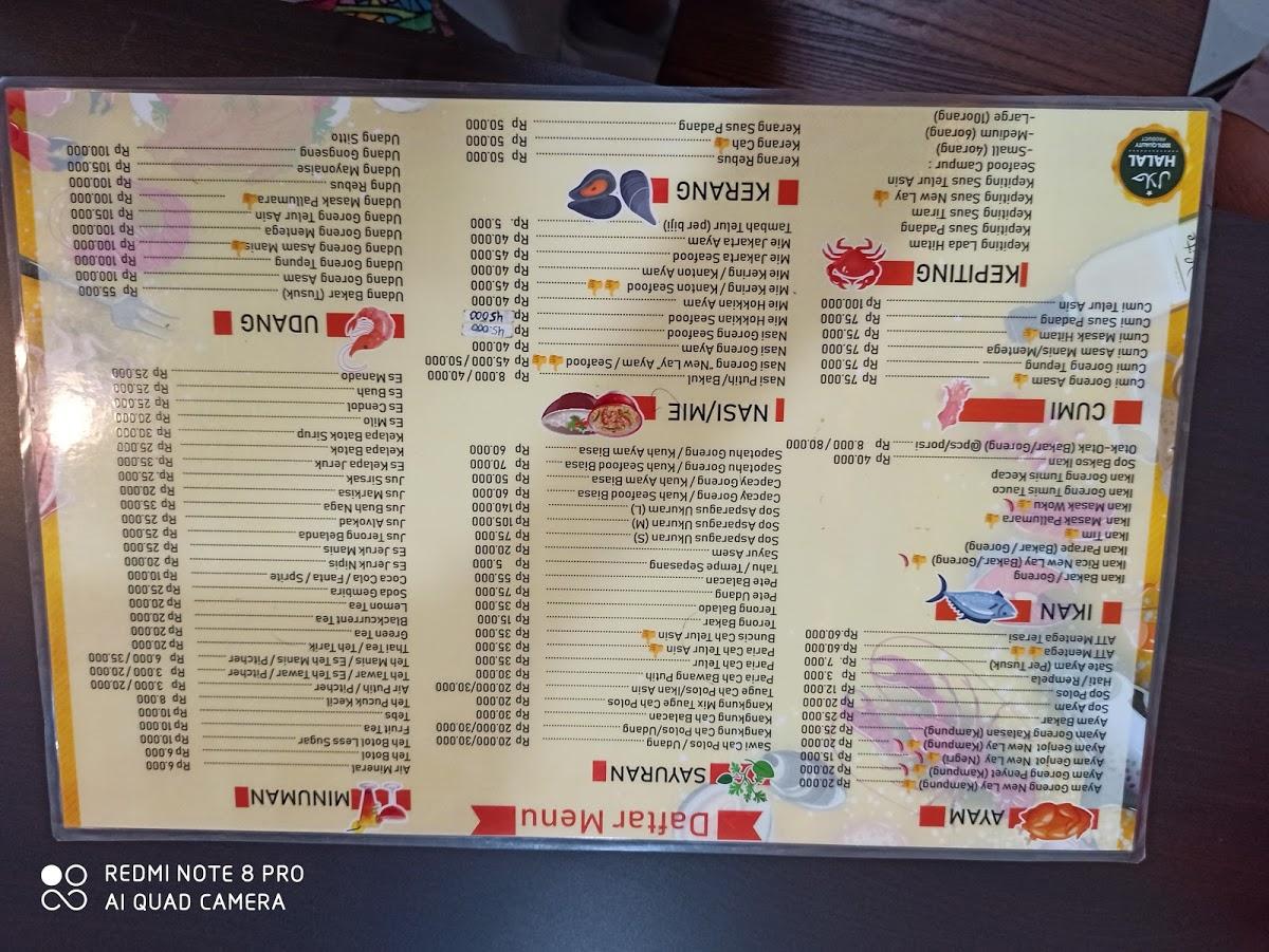 Menu at NEW LAY Seafood restaurant, Makassar