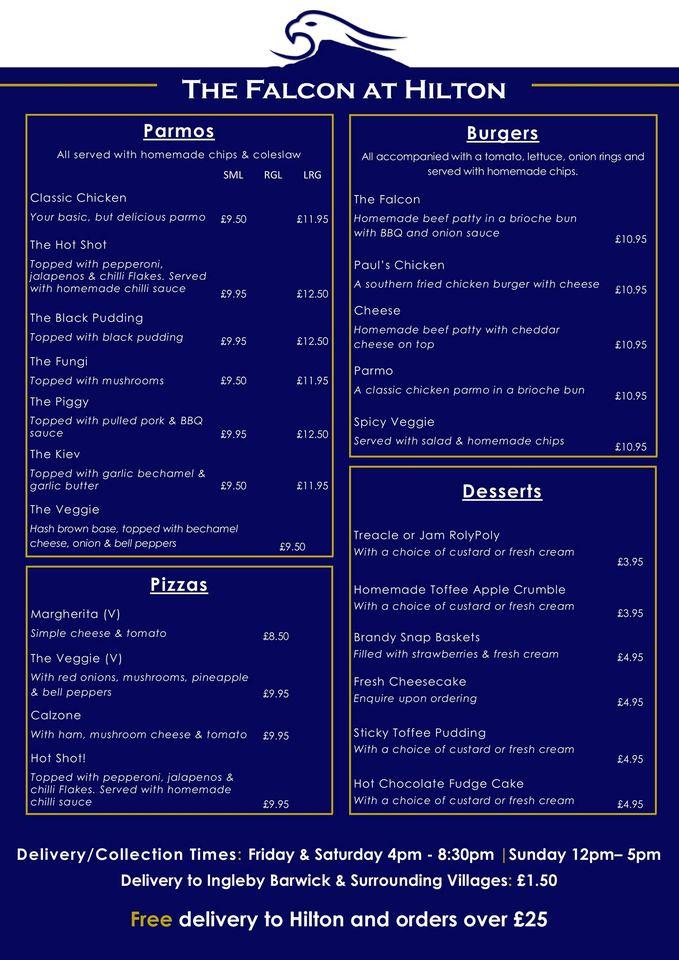 Menu at The Falcon at Hilton pub & bar, Thornaby