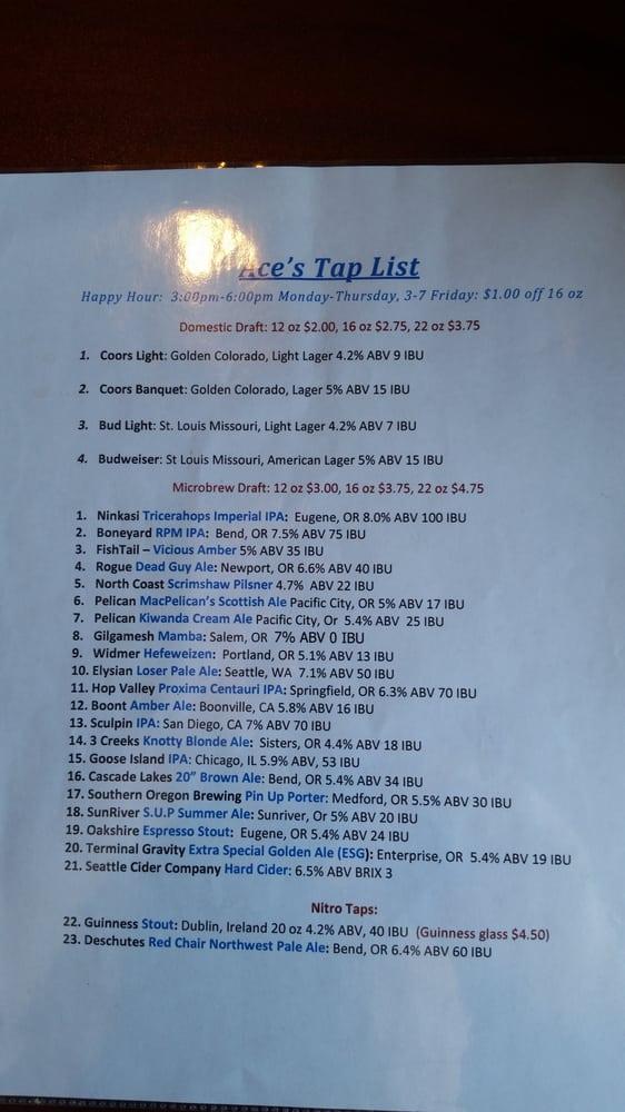 Menu at Aces Sports Bar & Grill, Lincoln City, NE 50th St