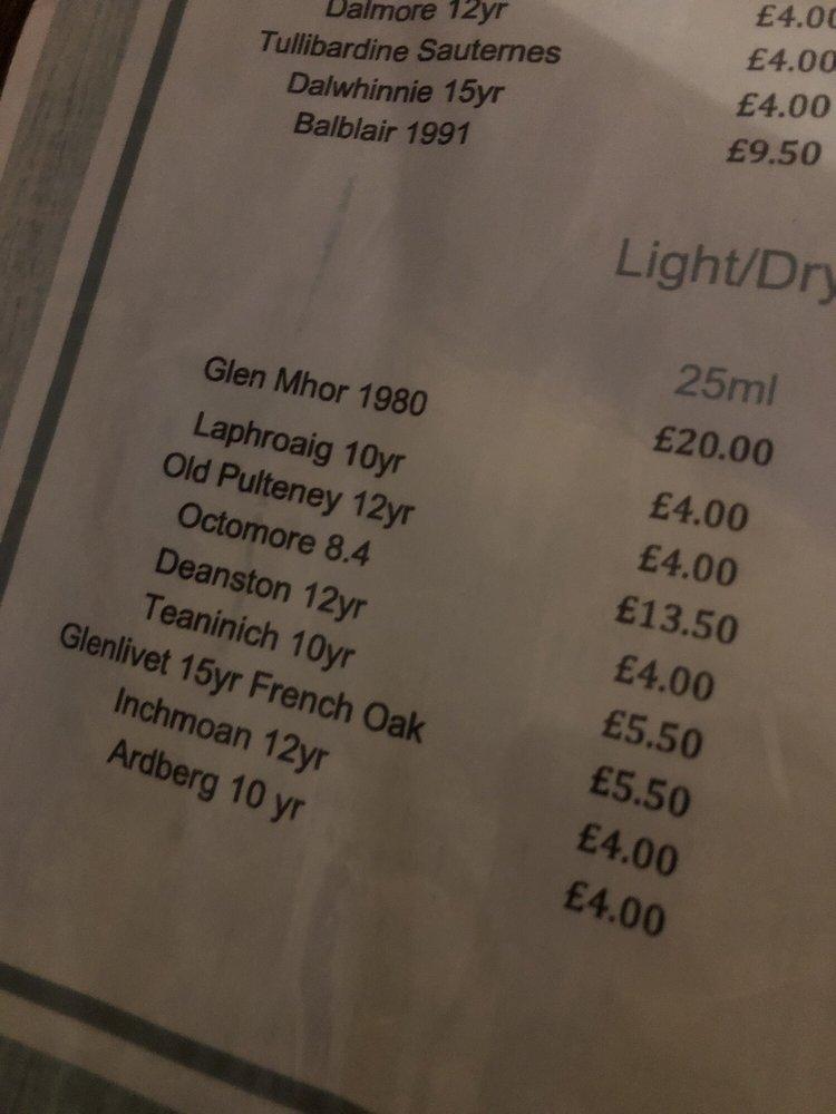 Menu at MacGregor's pub & bar, Inverness