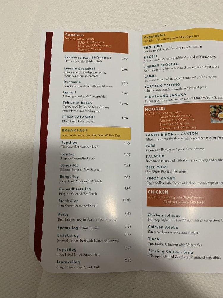 Menu at Manila Grill And Bbq, Pembroke Pines